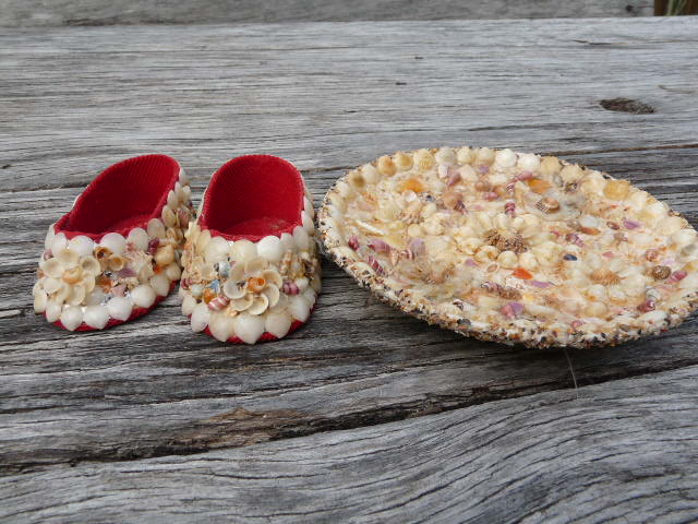 Shell art shoes and plate | A History of Aboriginal Sydney